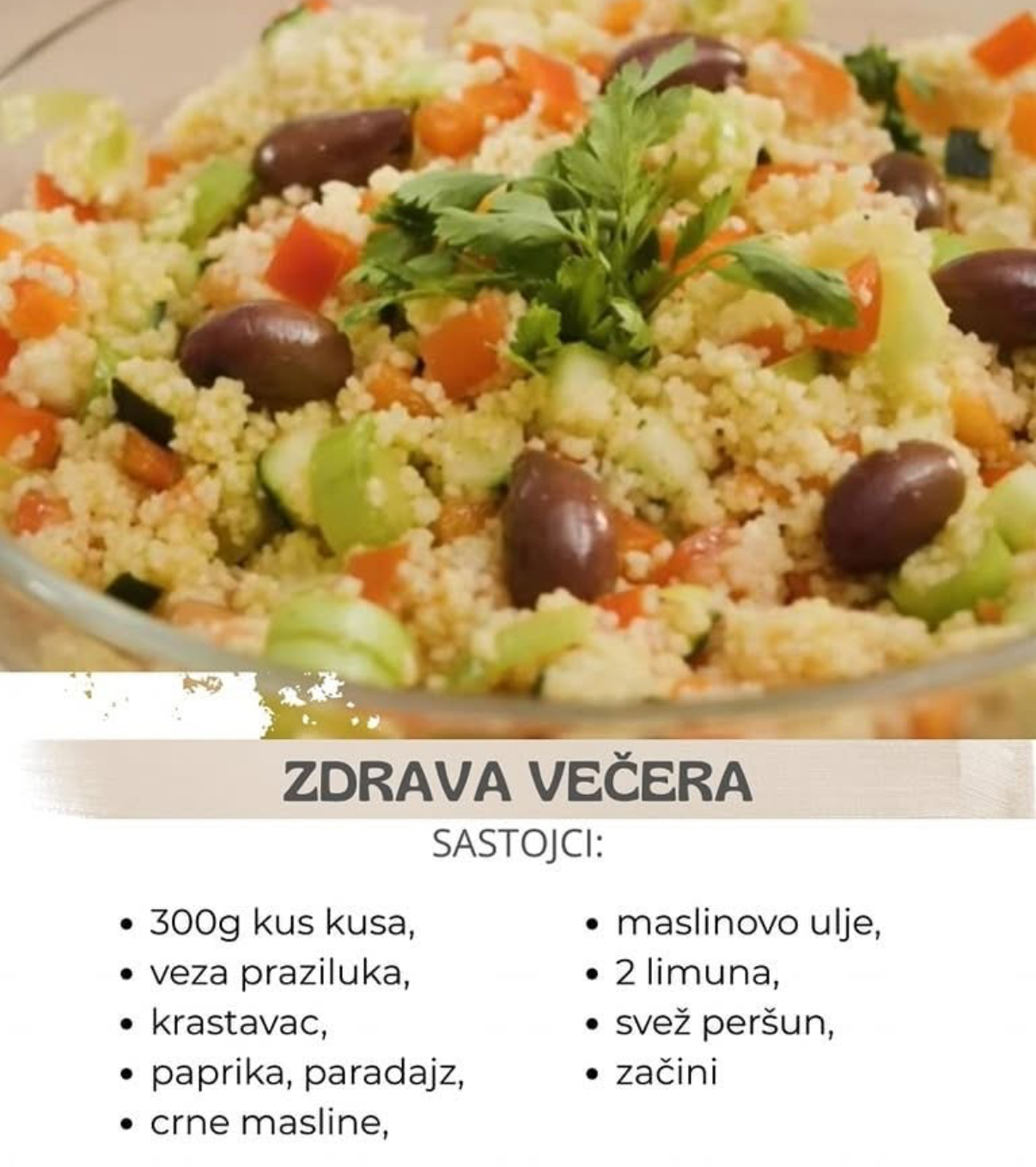 LAGANA VEČERA PREPUNA ZDRAVLJA ČIJI UKUS ĆE VAS OČARATI: Kus-kus salata ...