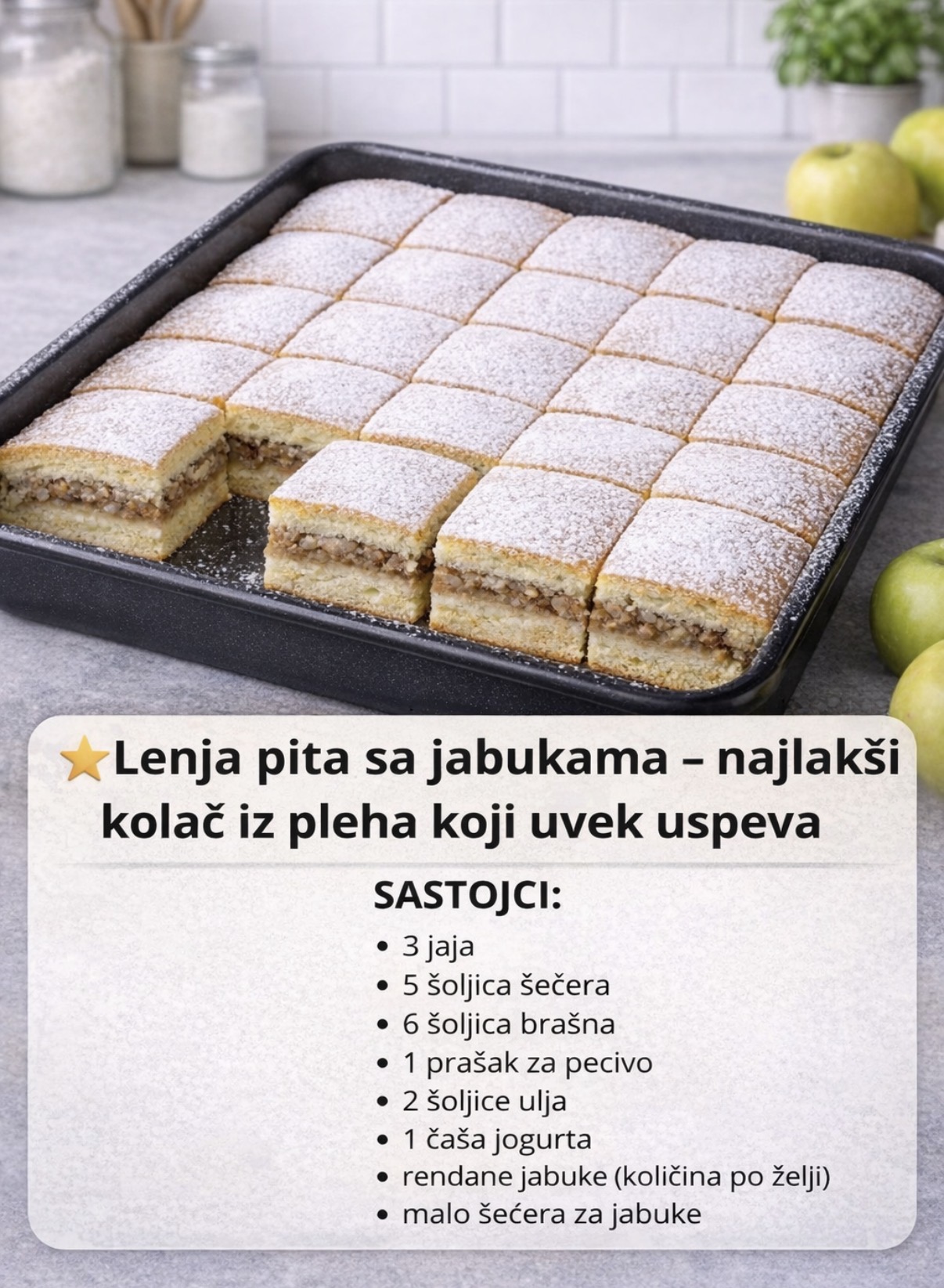 ⭐ LENJA PITA SA JABUKAMA – NAJLAGANJI KOLAČ IZ PLEHA - Prirodno zdravlje